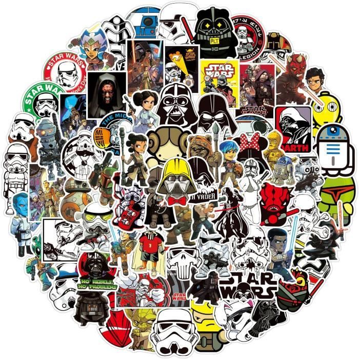 Lot De 100 Autocollants Star Wars En Vinyle Imperméable Pour Bagages ...