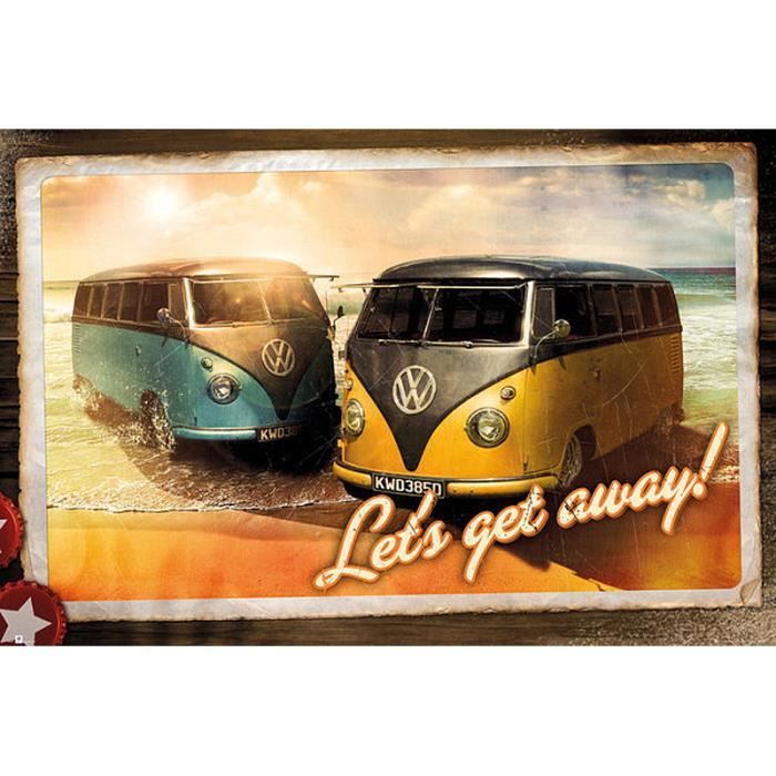 Poster VW Camper Van - 61 x 91.5cm - Cdiscount Maison