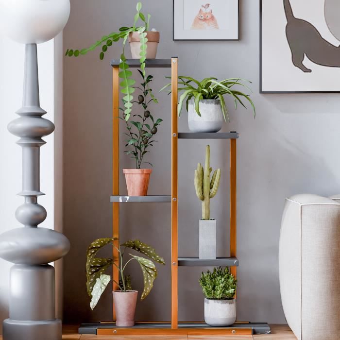 Porte Plante en Fer - Porte Fleur - Etagère à plantes 5 niveaux ...