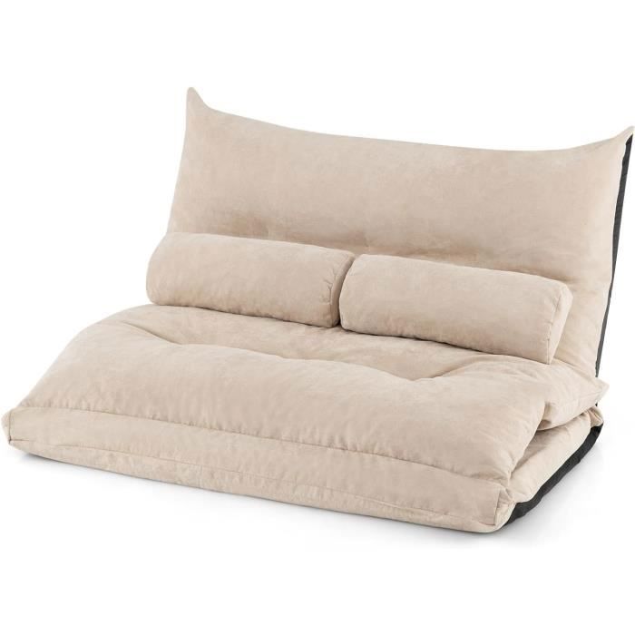 GOPLUS Fauteuil de Sol Convertible 2 Places 180 x110 cm, Pliable avec ...