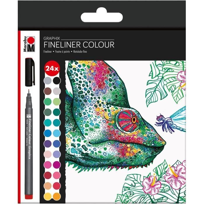 Fineliner - MARABU - COLOUR GRAPHIX HYPNOTIZE - 24 pièces - Pointe en ...
