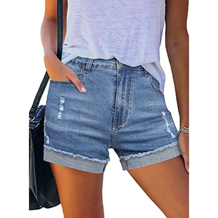 Jeans MZRMX KIMODA Denim hort Rolled Hem Hot High Waited Ripped Pant ...