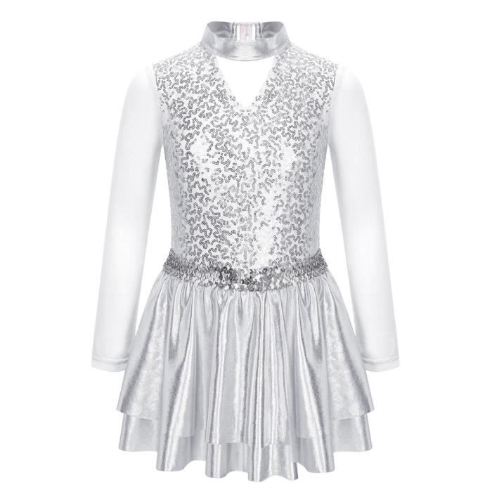 Yonghs Robe Danse Moderne Jazz Fille Enfant Costume Paillette Spectacle