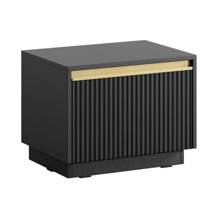 Table de chevet suspendue ou à poser avec 1 tiroir - MDF - Noir et doré ...