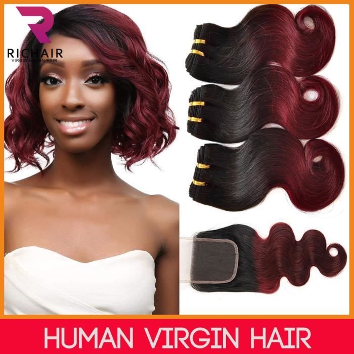 RICHAIR 3 tissage bresilien avec lace closure boucle 100g/p 10pouce ...