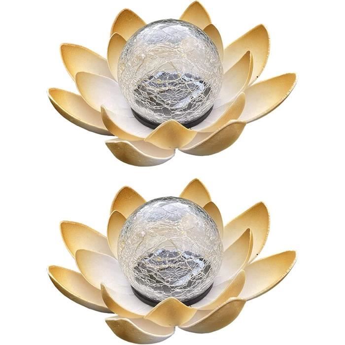 Lot De 2 Lanternes Solaires De Jardin En Forme De Fleur De Lotus ... Lot De 2 Lanternes Solaires De Jardin En Forme De Fleur De Lotus ...