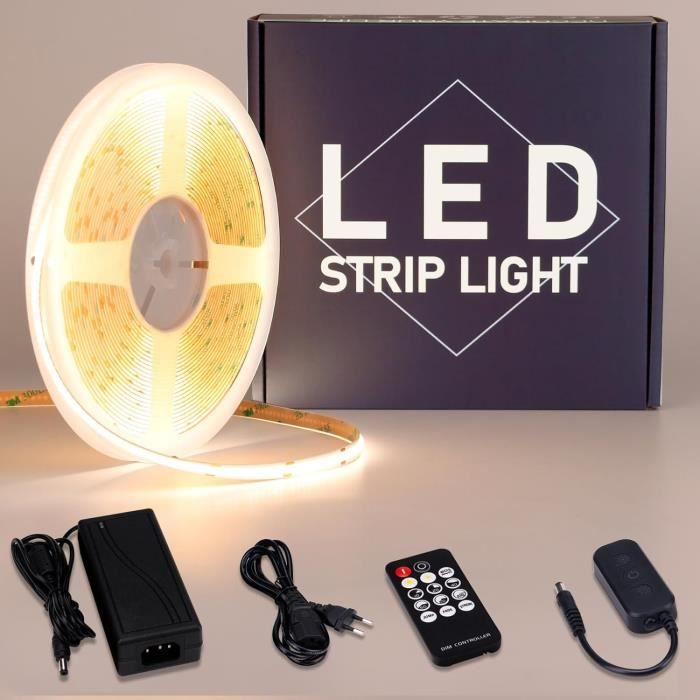 24V 10M Cob Ruban Led Blanc Naturel 4000K Avec Variateur Led ...