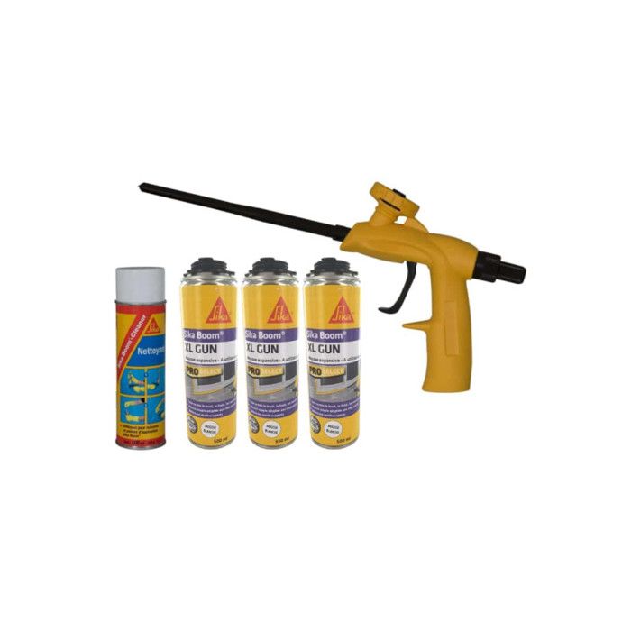 Kit SIKA mousse polyuréthane expansive 500ml x3 - Nettoyant 500ml - Pistolet Foam Gun ...