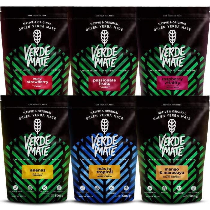6 x Yerba Mate Kit Fruité 3 kg Verde Mate Saveur Tropicale Framboise 6 ...