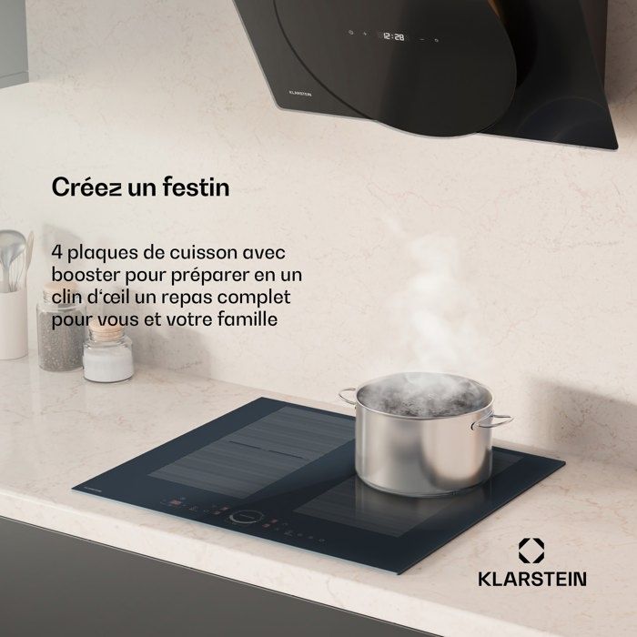 Klarstein Delicatessa Plaque à induction 60 cm 7000 W Flexzone Booster ...