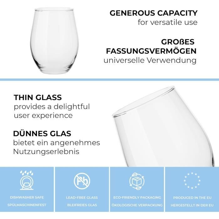 Grand Verre À Eau 624 Ml Lot De 6 Verres À Vin Verre Cocktail Verre ...