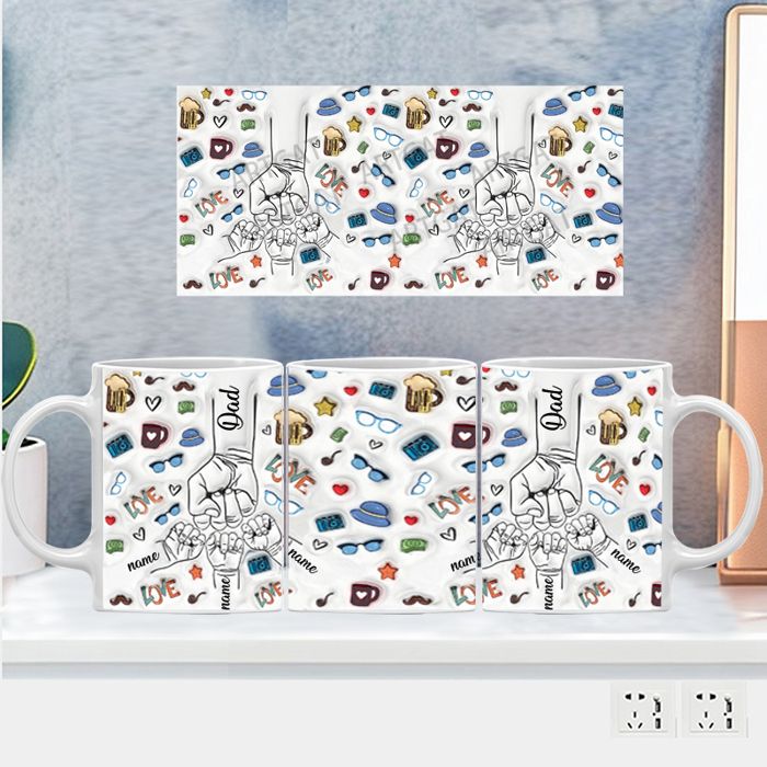 Tasse personnalisée avec nom de papa et d's, effet 3D personnalisé ...