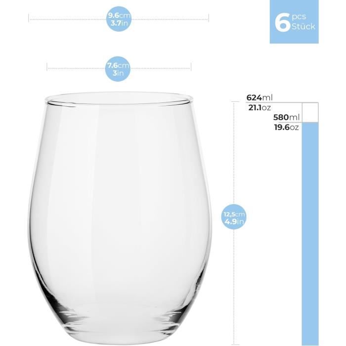 Grand Verre À Eau 624 Ml Lot De 6 Verres À Vin Verre Cocktail Verre ...