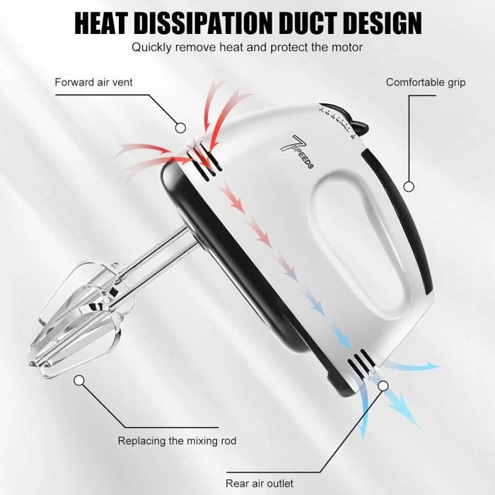 Batteur Électrique : Batteur À Main À 7 Niveaux Avec 2 Fouets Et 2 ...