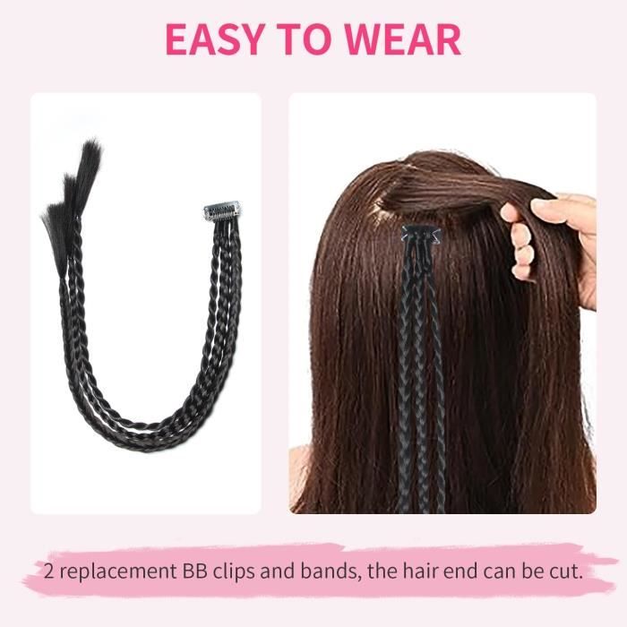 2 Pcs Clip In Braids Hair Extensions Braid Extensions With Hair Clip 22 Inch Natural Black Synthetic Long Braided Hair Piec n15925 Cdiscount Au quotidien
