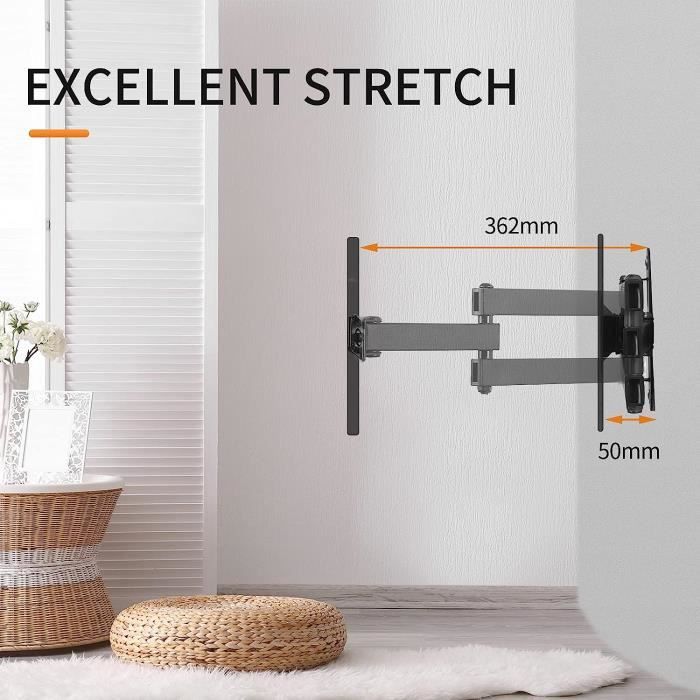Support Mural TV, Support TV Orientable et Inclinable pour téléviseur ...
