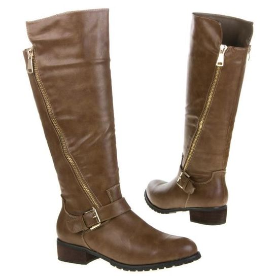 Botte style motard camel sexy femme 37 Marron - Cdiscount