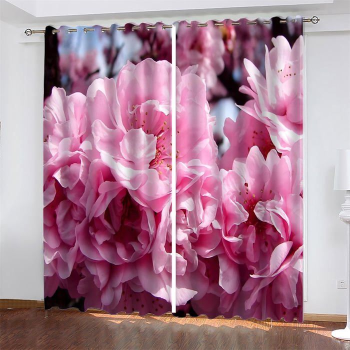 Rideau Occultant Fleurs Roses Rideaux Occultants Thermique 3D ...