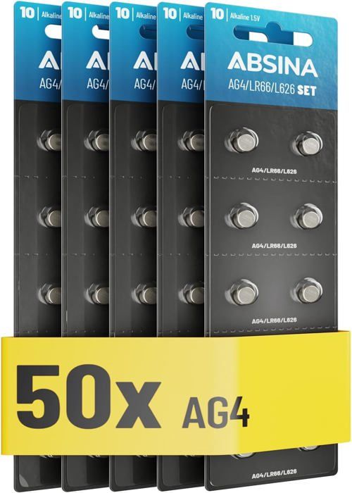 50x Pile AG4 LR66 377-1,5V Alcaline étanche & Longue durée - SG4 / V4GA / G4A / 4GA / L626 / 177 ...