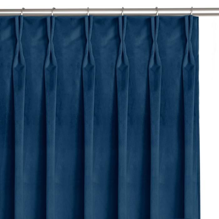 RIDEAU VILA COULEUR INDIGO STYLE CLASSIQUE FLEX 9,5 CM AVEC DOUBLE PLI ...
