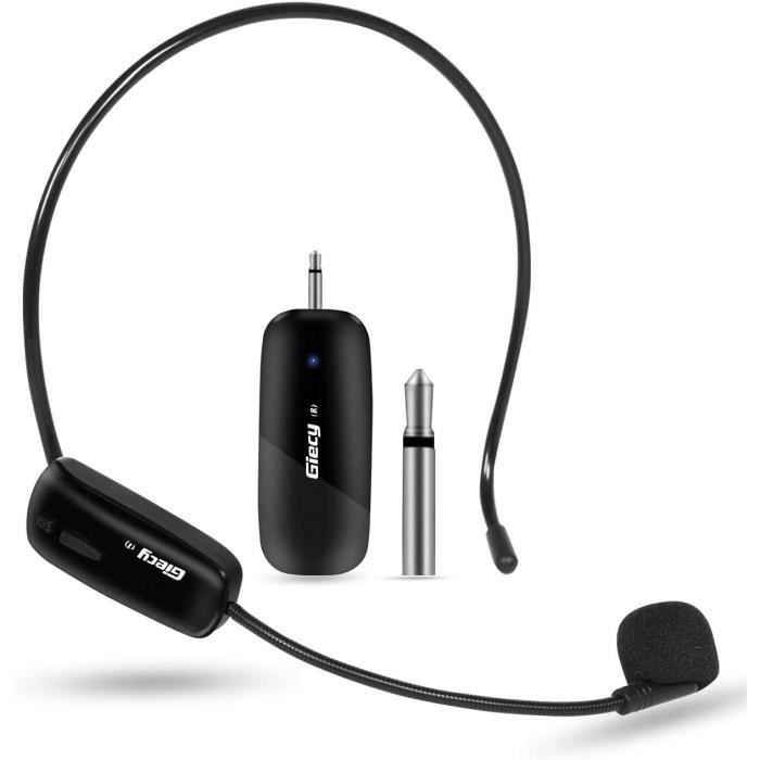 Casque de microphone sans fil UHF sans fil avec microphone rechargeable ...