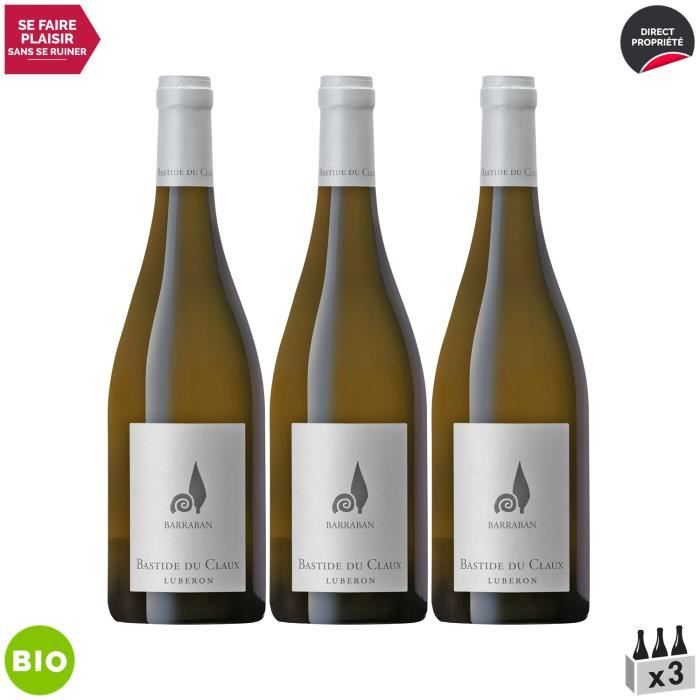 Luberon Barraban Blanc 2021 - Bio - Lot de 3x75cl - Bastide du Claux ...
