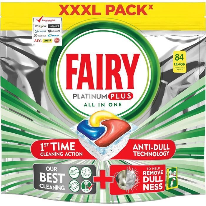 Fairy Platinum+ Pastilles Lave-Vaisselle, 64 Tablettes, Peps Citron ...