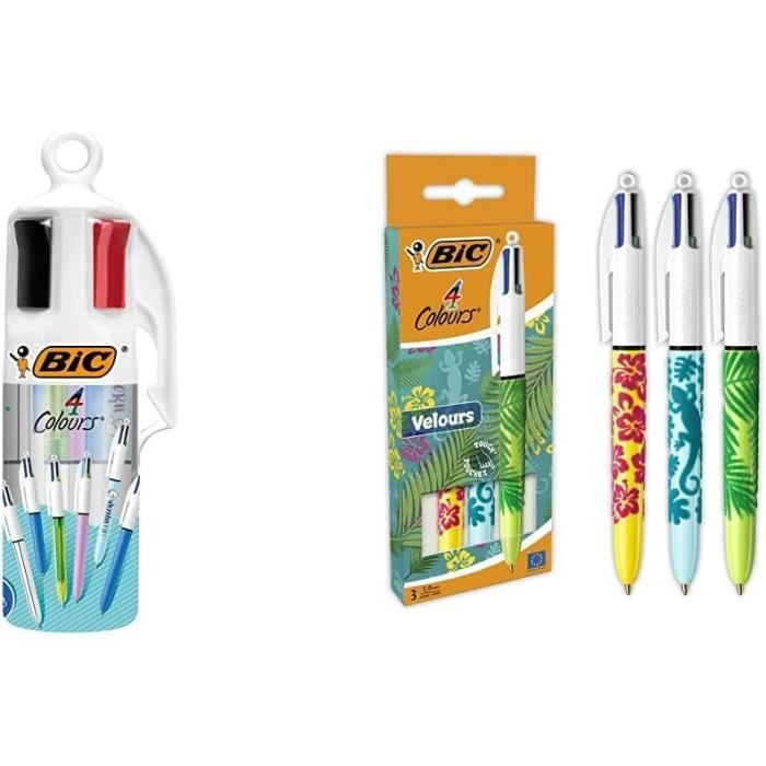 Ecriture 4 Couleurs Stylos-Bille Rétractables Pointes Moyennes - Pot À ...