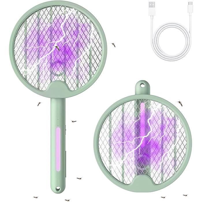 Raquette Anti Moustique Pliant 3000V. Rechargeable par USB avec Mode Automatique. Raquette ...