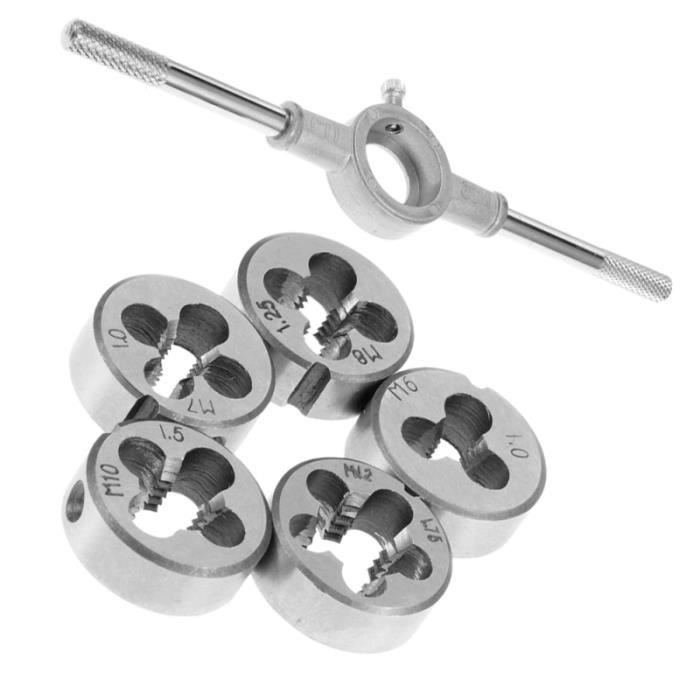 6 Pcs Métrique Die Set avec une clé M6-M12 outil de filetage à la main ...