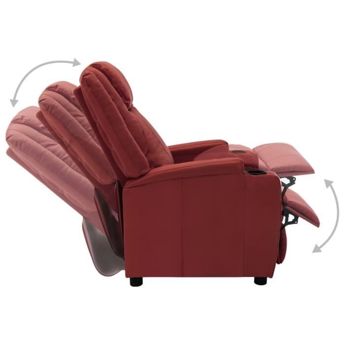 BONNEVIE* Fauteuil inclinable à haut dossier Rouge bordeaux Similicuir ...