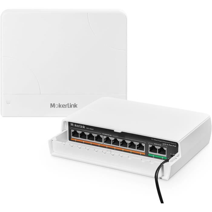 11 Port Outdoor Poe Switch With 9 Port Poe+, 2 Ethernet Uplink, 10 ...