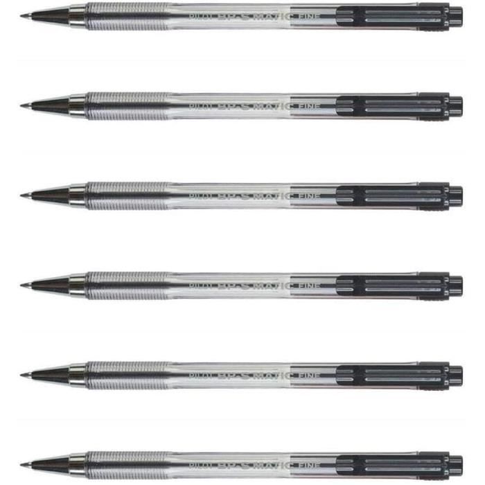 PILOT Lot de 6 Stylos Bille Rétractable BPS-Matic Pointe Fine Noir356 ...