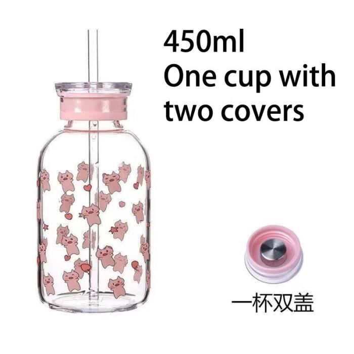 SERVICE A CAFE,Cup 1 Pig Bottle-450ml--Mini bouteille'eau en verre pour enfants, tasse mignonne ...