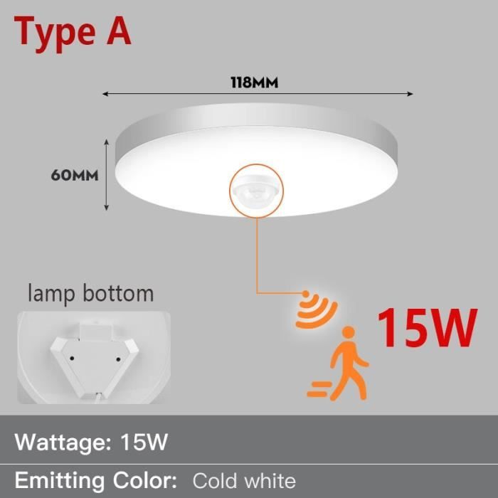 PLAFONNIER,Type A 15W-blanc chaud--Plafonnier Led Intelligent AC85 265V ...