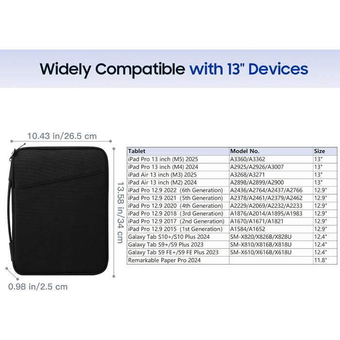 Étui de tablette 13 pouces - ARNUSA - iPad Air 13" M3 2025 - iPad Pro ...