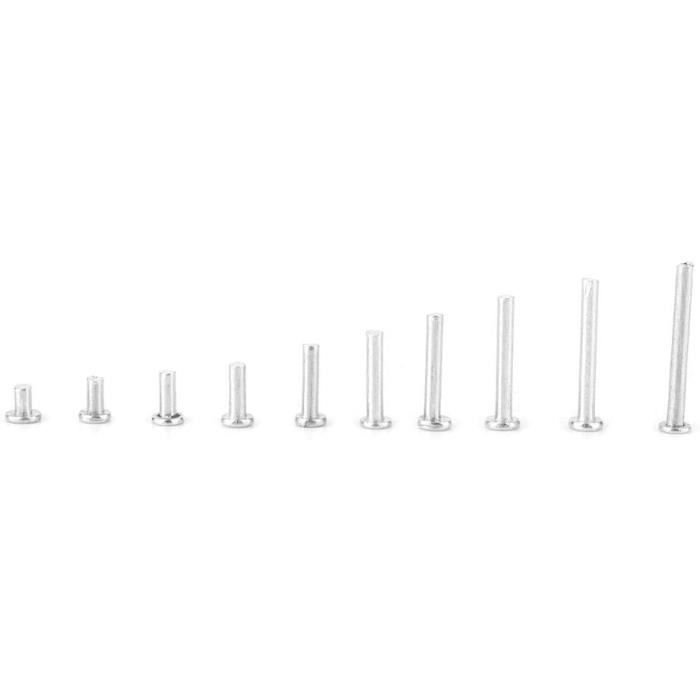 Rivets Solides, 500 pcs Rivets Aluminium Massifs Tête Plate Multi ...