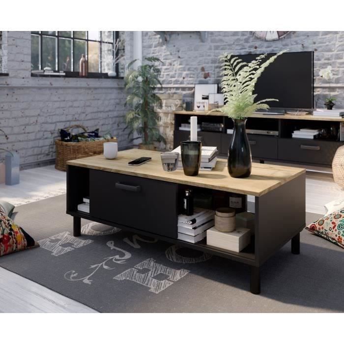 Ensemble Meuble TV+Table basse OXFORD - Style industriel - Mélaminé ...