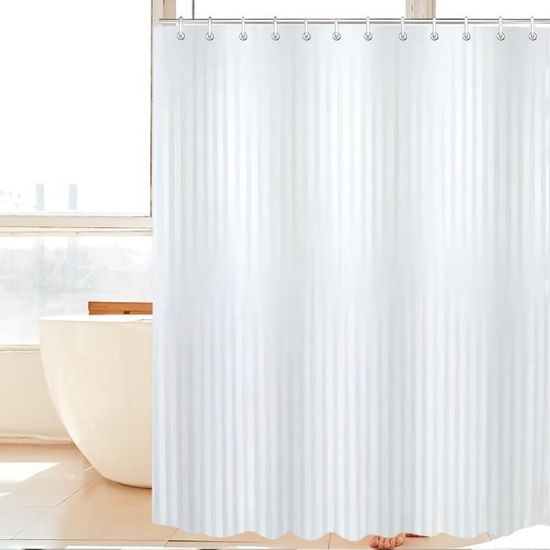 Rideau De Douche 150 X 200 Cm - Blanc - Ourlet Lesté - Textile Anti ...