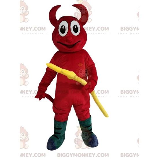 Costume de mascotte BIGGYMONKEY™ de diable rouge souriant avec un ...