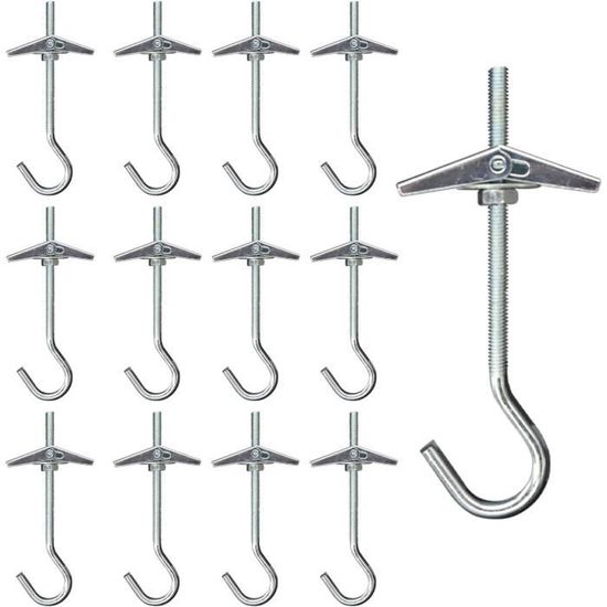 12 Pcs Crochets De Plafond,M4 Crochet De Fixation Au Plafond En Acier ...