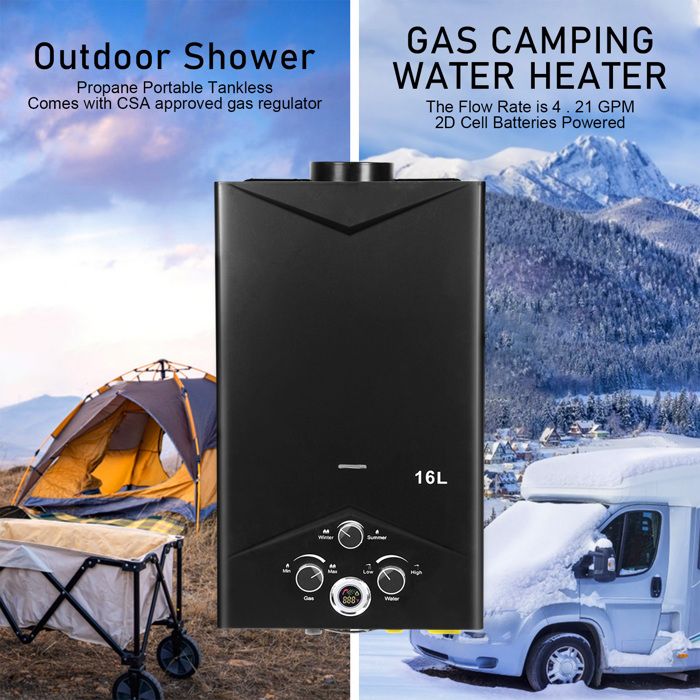 Chauffe-eau à Gaz Instantané, 16L, Sans Réservoir, 4.21GPM, 68000BTU ...