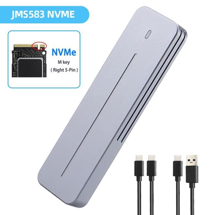 JMS583 NVME-RTL9210 NVMERTL9210 NVME-Boîtier SSD NVMe M.2, 10Gbps M.2 NVcloser-NGFF SSD, Mkey B ...