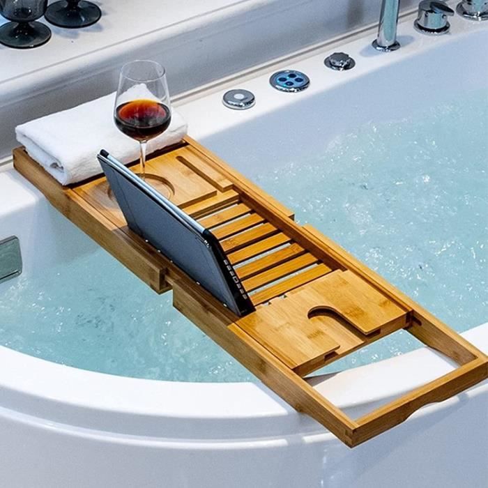 Plateau de Rangement pour Baignoire, Plateau de Rangement de Salle de Bain Extensible, Plateau ...