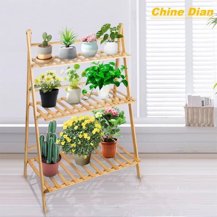 Étagère en bambou pour plantes Chine Dian 3 niveaux - Cdiscount Maison