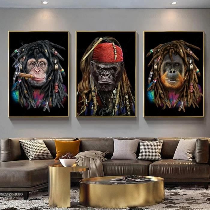 Impressions sur toile - Gorille Singe - Peinture Fumer Animal ...