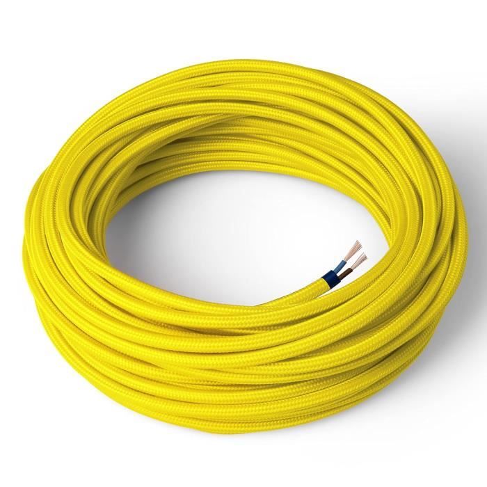 Câble Électrique Textile Couleur Jaune Citron, Rond, Soie, 30 Mètres, À ...