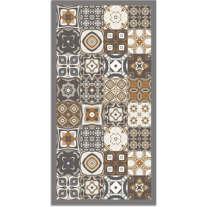 Tapis Du Sol Vinyle Carreaux Ciments Orange 60X200 Cm - Tapis De ...