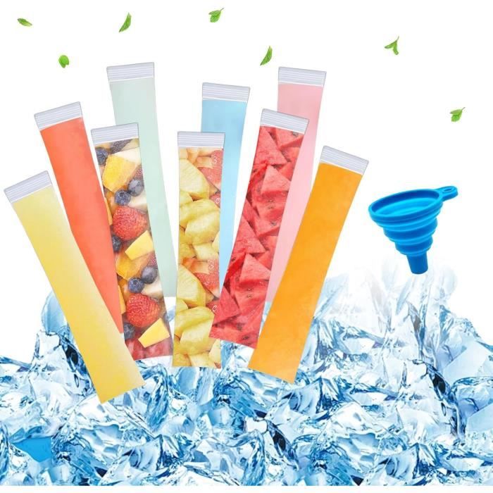 300Pcs Moule Sac Popsicle avec Entonnoir Sachet Glace à L'eau 5,5 X 28 ...