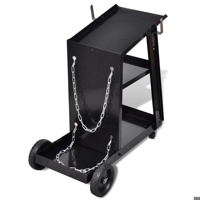Chariot pour poste de soudure avec 3 étagères noir outils garage ...